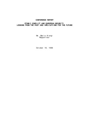 "Ethnic Conflict and European Security: Lessons from the Past and Impli ...