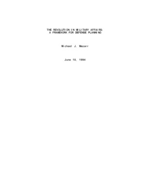 "The Revolution in Military Affairs: A Framework for Defense Planning ...