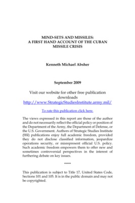 "Mind-Sets and Missiles: a First Hand Account of the Cuban Missile Cris ...