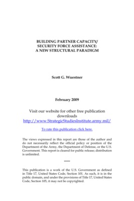 "Building Partner Capacity/Security Force Assistance: A New Structural ...