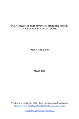 "Planning For and Applying Military Force: An Examination of Terms" by ...