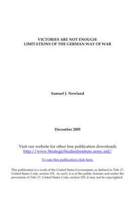 "Victories are Not Enough" by Samuel J. Newland Dr.