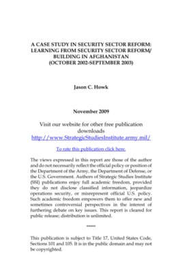 "A Case Study in Security Sector Reform: Learning from Security Sector ...