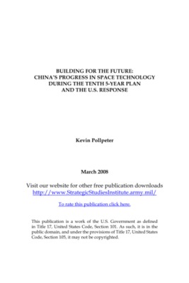 "Building for the Future: China's Progress in Space Technology during t ...