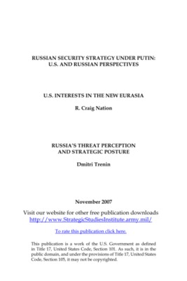 "Russian Security Strategy under Putin: U.S. and Russian Perspectives ...