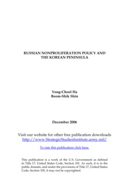 "Russian Nonproliferation Policy and the Korean Peninsula" by Beom-Shik ...