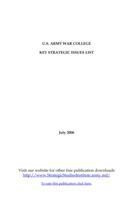 "2006 Key Strategic Issues List (KSIL)" by Antulio J. Echevarria Dr.