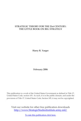 "Strategic Theory for the 21st Century: The Little Book on Big Strategy ...