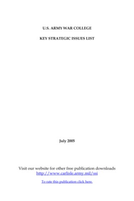 "2005 Key Strategic Issues List (KSIL)" by Antulio J. Echevarria Dr.
