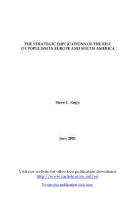 "The Strategic Implications of the Rise of Populism in Europe and South ...