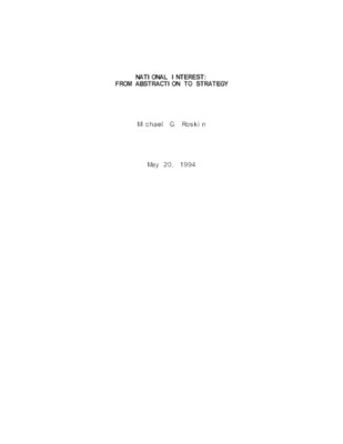 "National Interest: From Abstraction to Strategy" by Michael G. Roskin Dr.