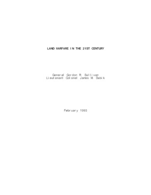 "Land Warfare in the 21st Century" by James M. Dubik Colonel and Gordon ...